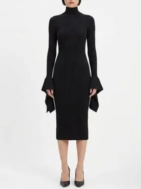 Ami | Dresses | Ami Alexandre Mattiussi Ribbed Knit Mock Neck Dress ...